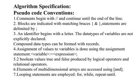 Introduction Characteristics Propertiespseudo Code Conventions Pptx