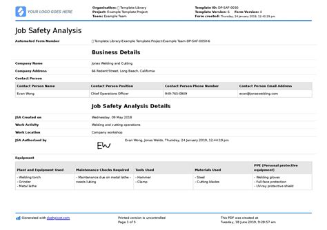 Construction Jsa Template