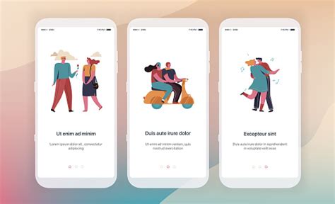 벡터 일러스트 레이 션의 탑재 된 애플 리 케이 션 화면 및 모바일 애플 리 케이 션에 대 한 웹 컨셉 디자인 팀 단체에 대한 스톡 벡터 아트 및 기타 이미지 Istock