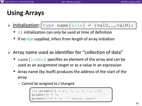Memory And Arrays Cse 333 Autumn Ppt Download