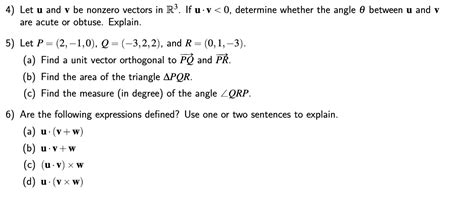 Solved Let U And V Be Nonzero Vectors In R If Uv