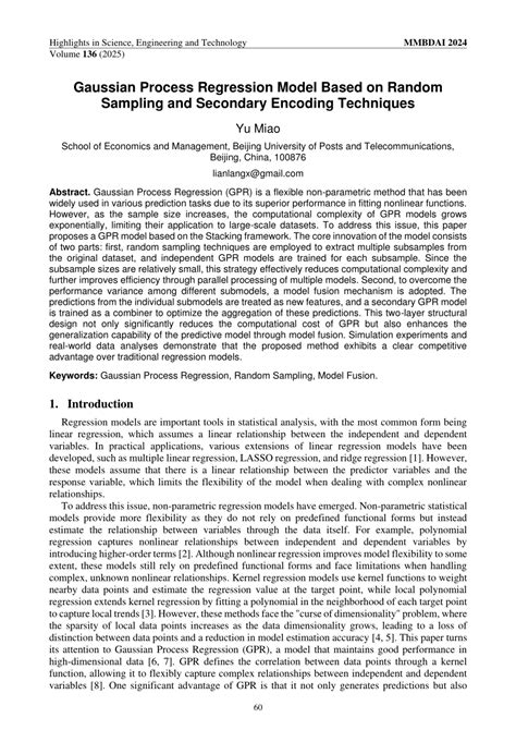 Pdf Gaussian Process Regression Model Based On Random Sampling And Secondary Encoding Techniques
