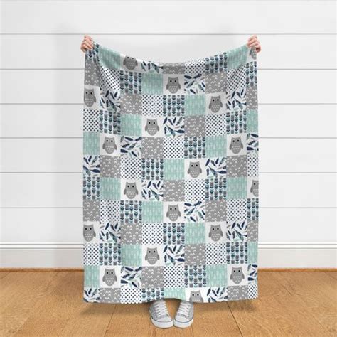 Owl Patchwork Fabric Spoonflower