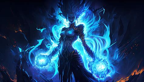 Blue Fiery Fantasy Goddess Stock Illustration Illustration Of Adult