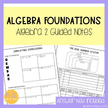 Algebra 1 Foundations Review Guided Notes Bundle Algebra 2 Curriculum