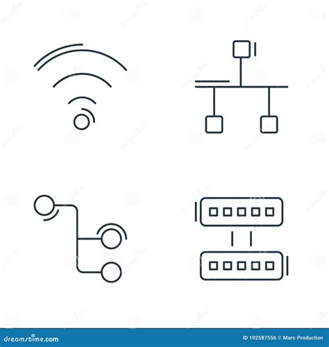 Network And Database Line Icons Linear Set Stock Vector Illustration