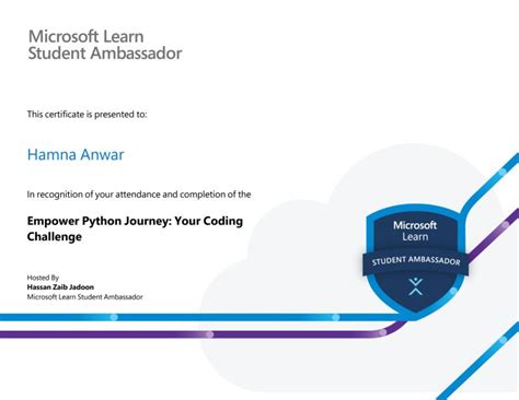 hamna anwar on linkedin pythonchallenge microsoft mlsa certificate techskills learningjourney