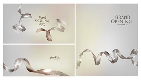 우아한 그랜드 오프닝 초대 베이지색 리본 뜨는 서핑으로 카드 파스텔 색조입니다 벡터 일러스트 레이 션 리본에 대한 스톡 벡터