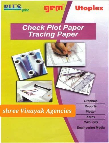 Plain White Check Plot Paper Plotter Inches Metres For Cad Cam Printing GSM
