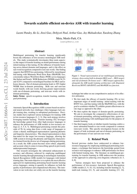 Pdf Towards Scalable Efficient On Device Asr With Transfer Learning