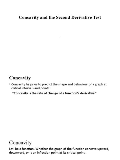 Concavity And The Second Derivative Test Pdf Science And Mathematics