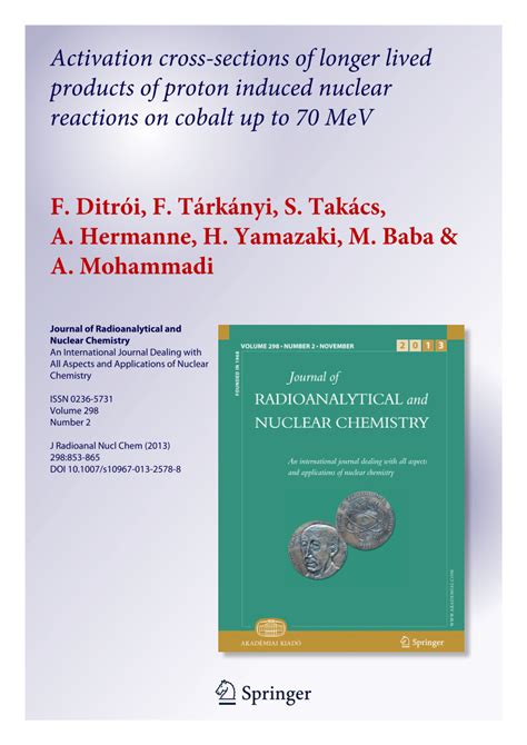 Pdf Activation Cross Sections Of Longer Lived Products Of Proton Induced Nuclear Reactions On