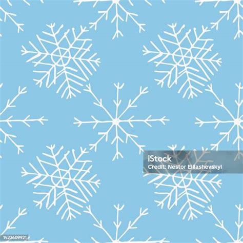원활한 눈송이 패턴 눈송이 배경 눈송이를 사용한 낙서 그림 0명에 대한 스톡 벡터 아트 및 기타 이미지 0명 12월 겨울 Istock