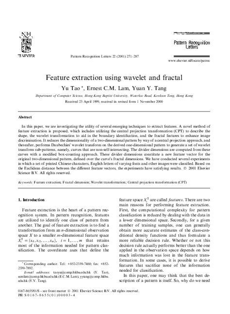 Pdf Feature Extraction Using Wavelet And Fractal