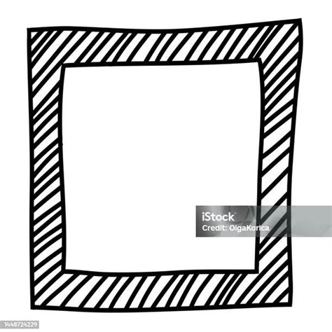 부화 줄무늬 테두리로 그려진 사각형 프레임 손 장식을위한 흑백 디자인 요소 간단한 낙서 테두리 복사 공간 검은색에 대한 스톡 벡터 아트 및 기타 이미지 Istock