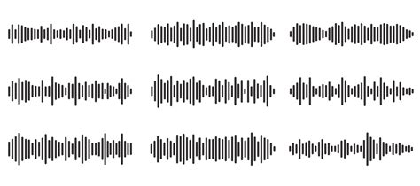 Set Of Wavy Vibrating And Pulsating Lines Podcast Sound Waves Waveform Pattern For Music