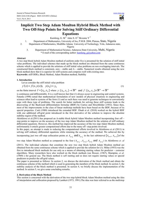 Implicit Two Step Adam Moulton Hybrid Block Method With Two Off Step