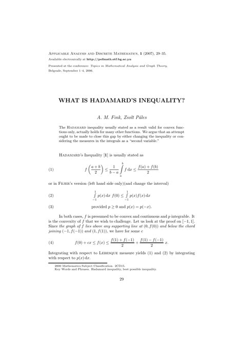 Pdf What Is Hadamards Inequality