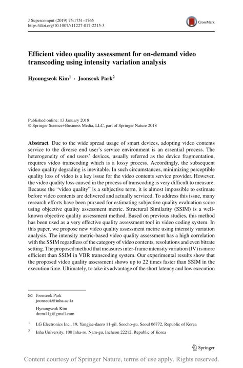 Efficient Video Quality Assessment For On Demand Video Transcoding