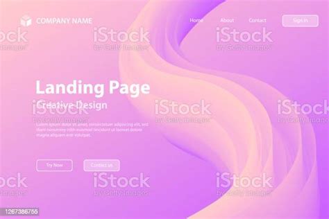 방문 페이지 템플릿 핑크 그라데이션 배경의 유체 추상 설계 0명에 대한 스톡 벡터 아트 및 기타 이미지 0명 3차원 형태 가상현실 Istock