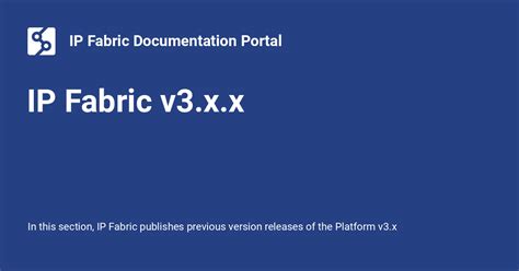 Ip Fabric V3xx Ip Fabric Documentation Portal