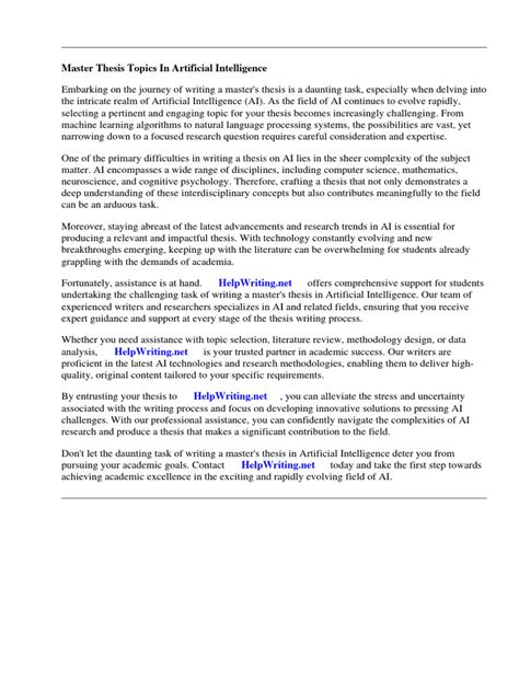 Master Thesis Topics In Artificial Intelligence Pdf Artificial Intelligence Intelligence