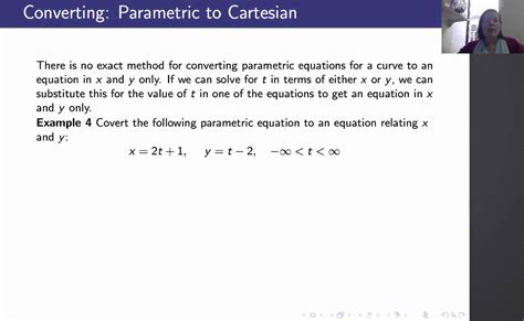 Calculus Ii Lecture 31 V4 Parametric Equation To Cartesian Equation