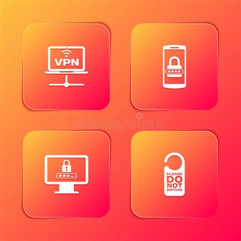 Set Vpn Computer Network Mobile And Password Monitor With And Please Do Not Disturb Icon