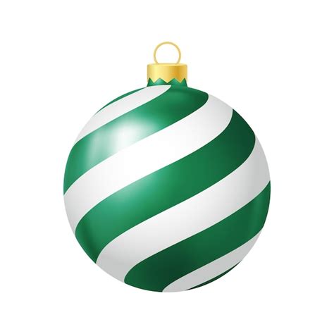 Premium Vector Green Christmas Tree Toy With Lines Realistic Color Illustration