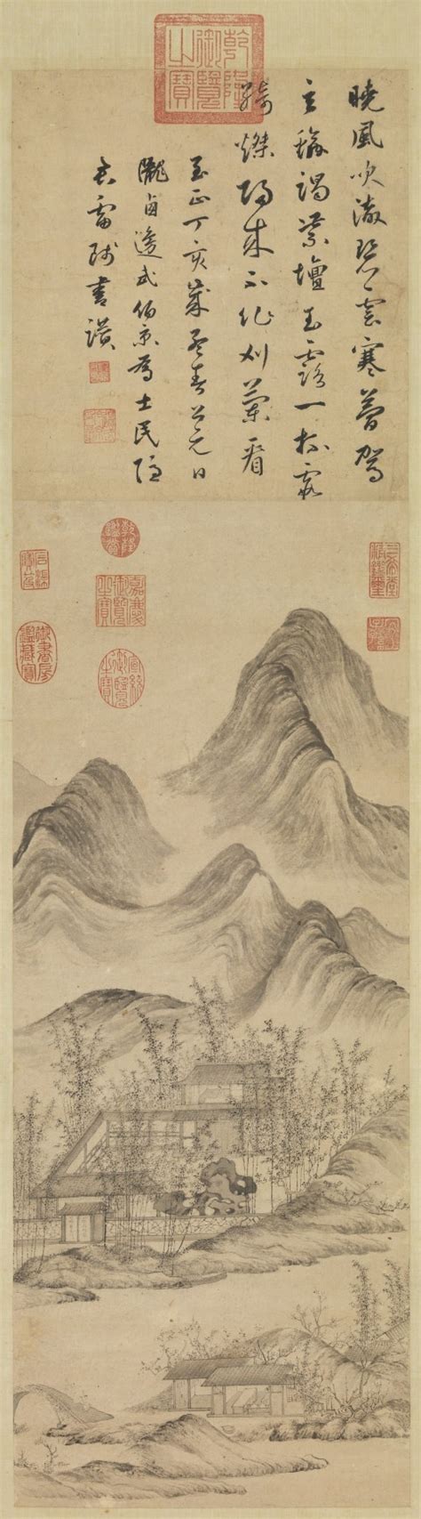 元 佚名《青山竹阁》轴 台北故宫博物院馆藏 古玩图集网