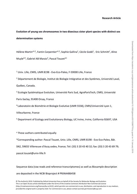 Pdf Evolution Of Young Sex Chromosomes In Two Dioecious Sister Plant Species With Distinct Sex