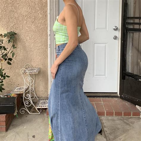I Am Gia Maxi Denim Skirt With A Front Slit And Depop
