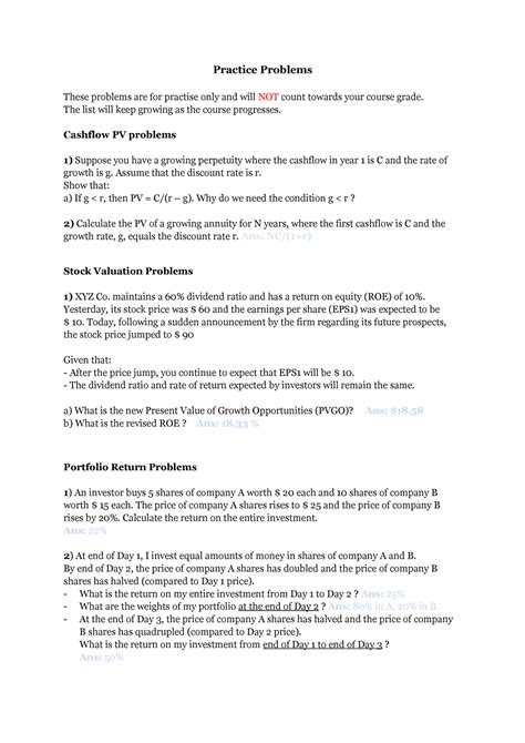 Practice Problems Finc Practice Problems These Problems Are For Practise Only And Will