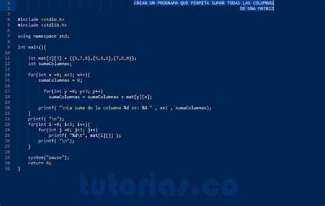 Arrays Turbo C Suma De Columnas Matriz