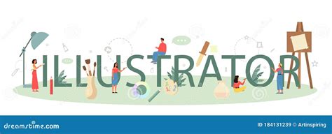 Graphic Illustration Designer Illustrator Typographic Header Concept Stock Vector