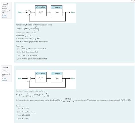 Solved Consider The Above Closed Loop Control System Where Chegg