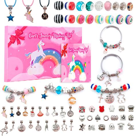 Набір для творчості дівчинці для створення дитячих шарм браслетів і підвісок 70 елементів 2