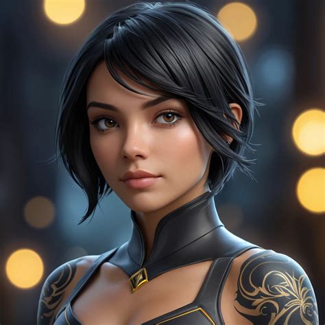 Matte Portrait Of Cassandra Cain With Tattoos