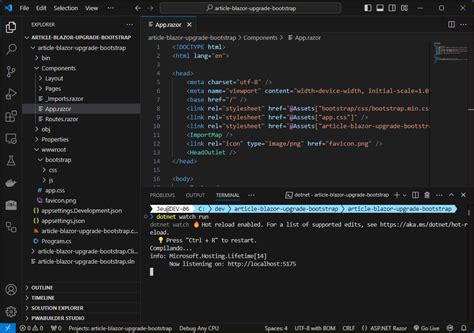 blazor upgrade do framework css bootstrap v5 1 0 para v5 3 3
