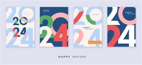 2024년 새해 복 많이 받으세요 표지 디자인 강력한 타이포그래피 다채롭고 기억하기 쉽습니다 새해 복 많이 받으세요 2024 디자인 포스터 12월 31일에 대한 스톡 벡터