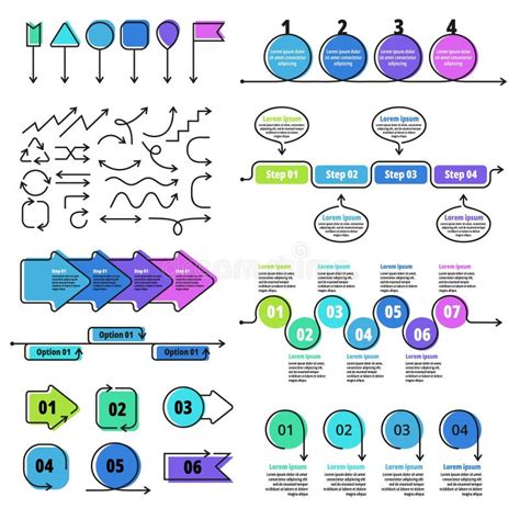 Arrow Infographic Elements Step By Step Guide Timeline And Process Diagram Templates And
