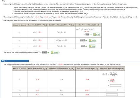 Solved Step 1 Posterior Probabilities Are Conditional Chegg