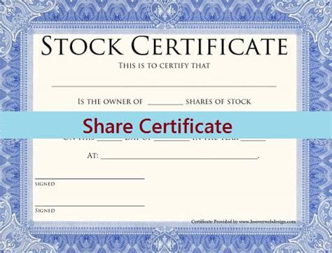Share Certificate Templates Free Word PDF Templates
