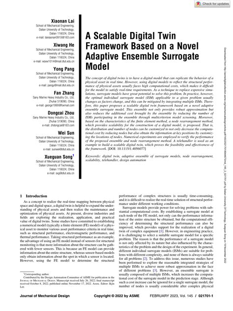 Pdf A Scalable Digital Twin Framework Based On A Novel Adaptive