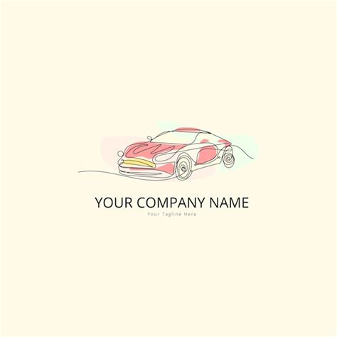 자동차 라인 아트 로고 현대 및 스포츠 자동차 그림 프리미엄 벡터