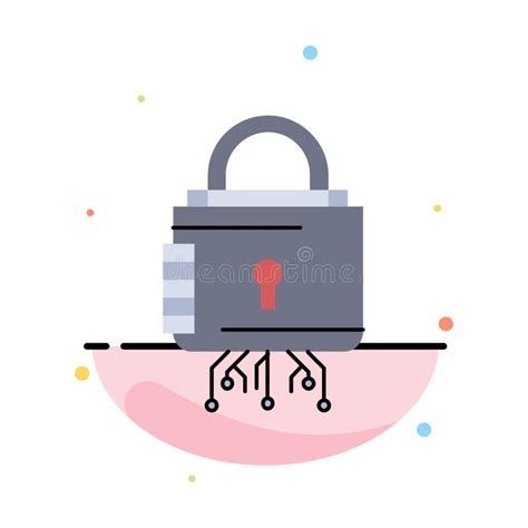 Security Cyber Lock Protection Secure Flat Color Icon Vector Stock