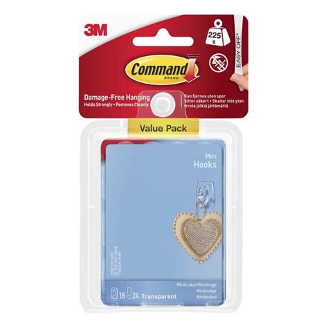 Command Mini Clear Hooks With Clear Strips 18 Pack Hobbycraft