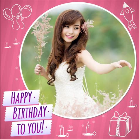 Ghép ảnh vào khung ảnh sinh nhật màu hồng ấn tượng