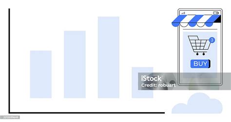 막대 그래프와 모바일 스토어 인터페이스를 통한 온라인 쇼핑 성장 Brand Name Smart Phone에 대한 스톡 벡터 아트 및 기타 이미지 Brand Name