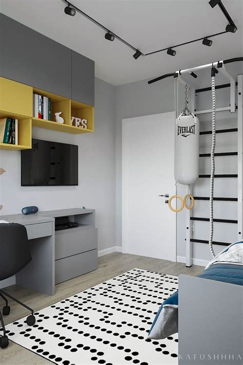 Спальня для подростка с шведской стенкой Комната для мальчика дизайн Спальня для мальчика